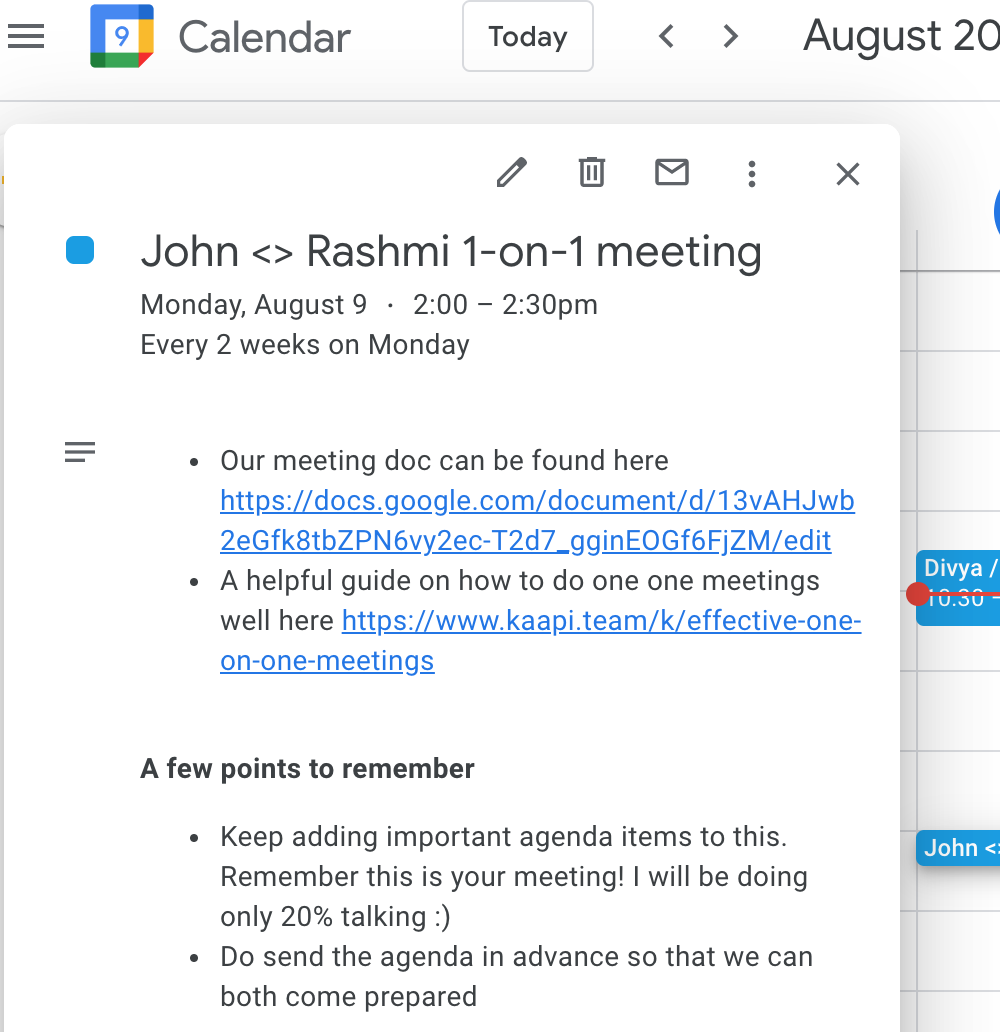 A One On One Meeting Invite That Works Kaapi